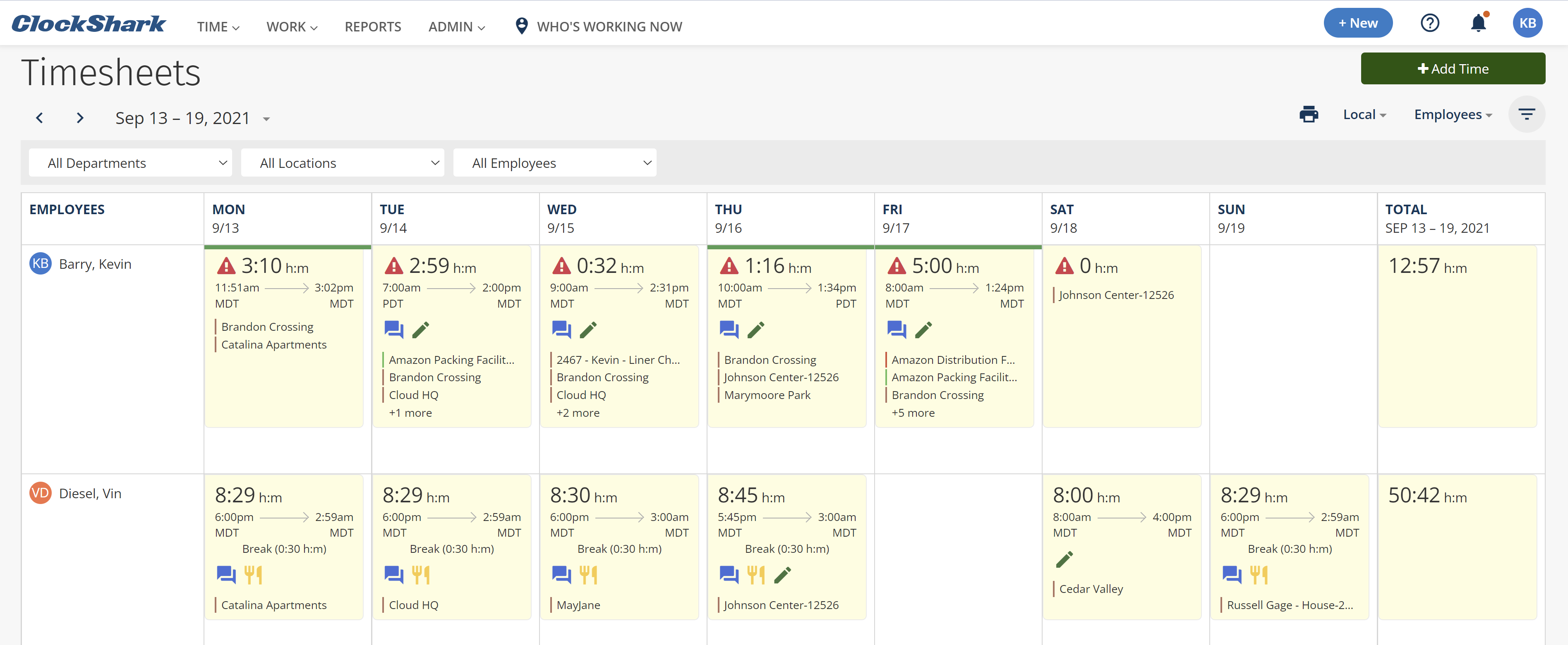 Reviewing and Editing Timesheets